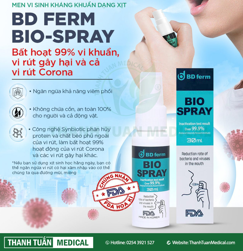 Sự thật thông tin xịt họng kháng khuẩn sinh học BD Ferm Bio Spray có ...